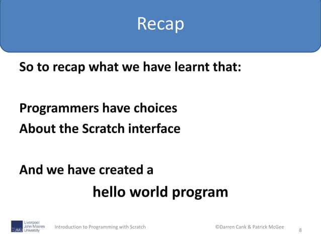 Introduction To Scratch Programming Pptx Programming Languages