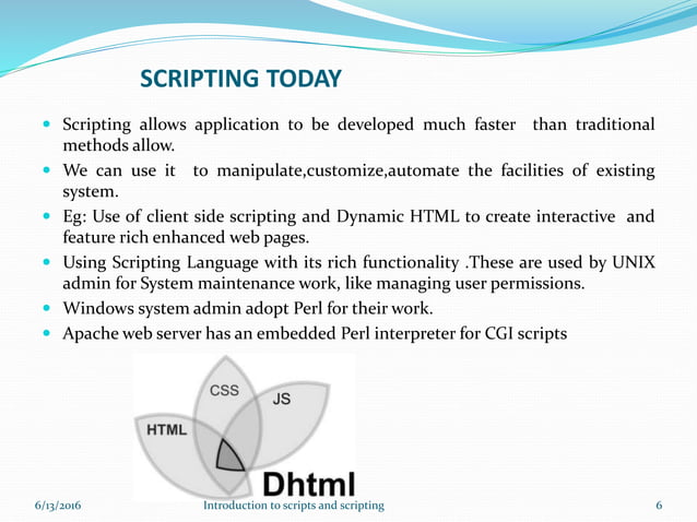 Introduction to scripts | PPTX | Programming Languages | Computing