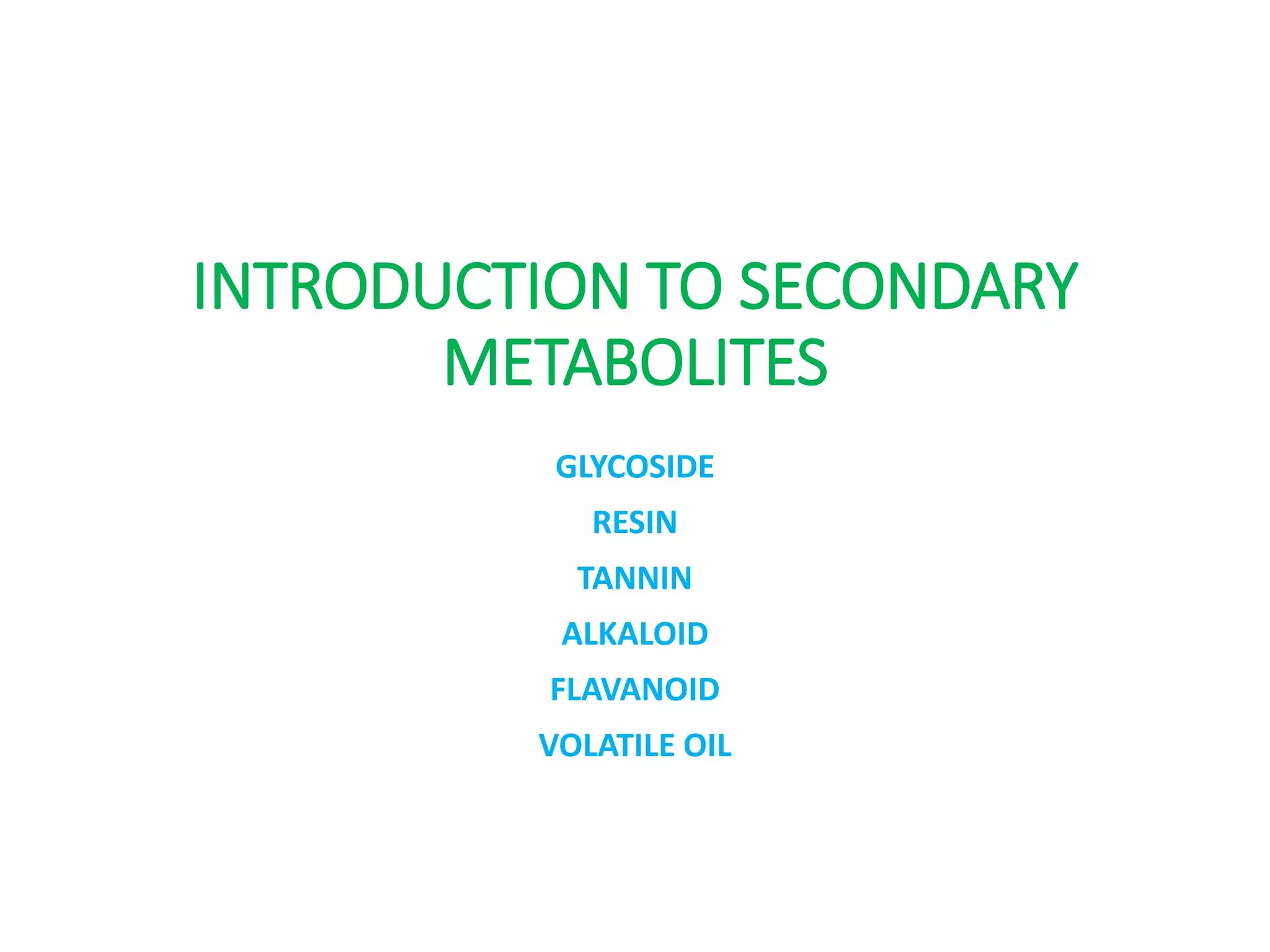 Introduction to secondary metabolites | PPTX