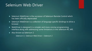 Introduction to selenium | PPTX