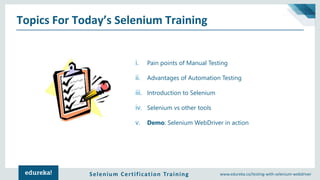 Introduction to Selenium | Selenium Tutorial for Beginners | Selenium Training | Edureka | PPT