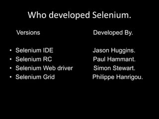 Introduction to selenium | PPTX