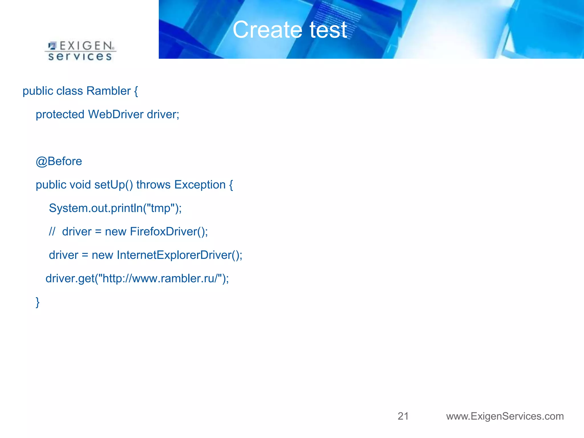 Introduction To Selenium Web Driver Ppt