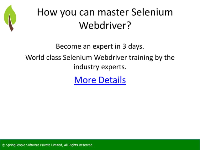 Introduction to Selenium Webdriver - SpringPeople | PPT