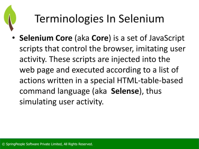 Introduction to Selenium Webdriver - SpringPeople | PPT