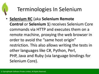 Introduction to Selenium Webdriver - SpringPeople | PPT