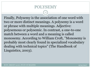 Introduction to semantics Budu, 2017 | PPT