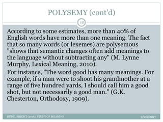 Introduction to semantics Budu, 2017 | PPT