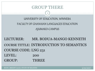 Introduction to semantics Budu, 2017 | PPT