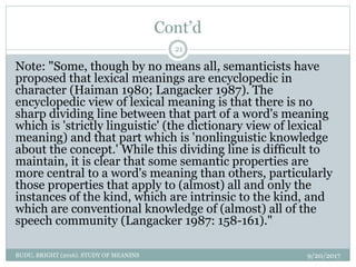 Introduction to semantics Budu, 2017 | PPT