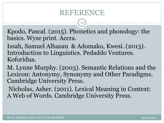 Introduction to semantics Budu, 2017 | PPT