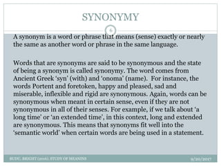 Introduction to semantics Budu, 2017 | PPT