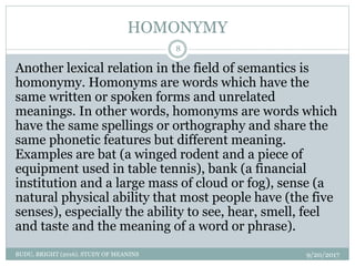 Introduction to semantics Budu, 2017 | PPT