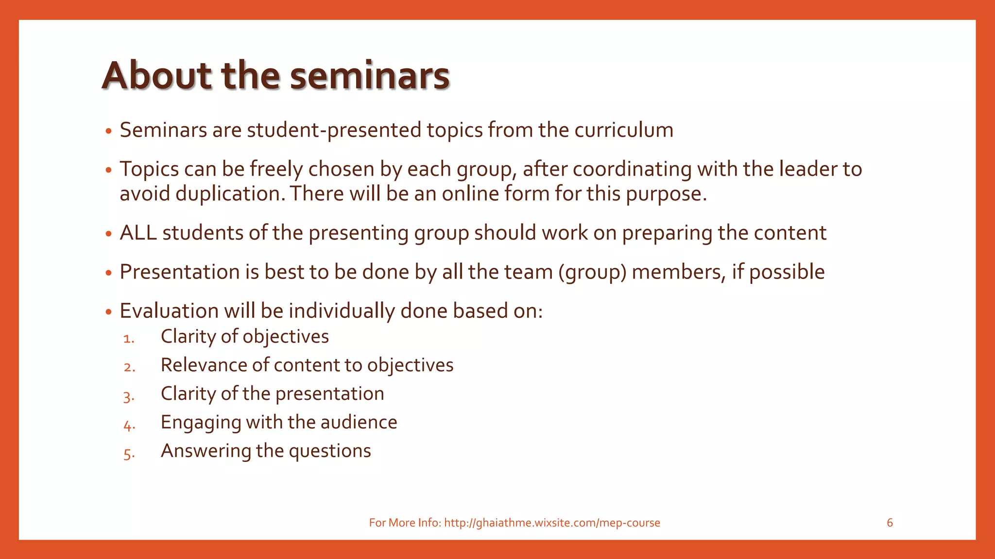 Introduction to seminars & practical activities | PPTX | Educational ...