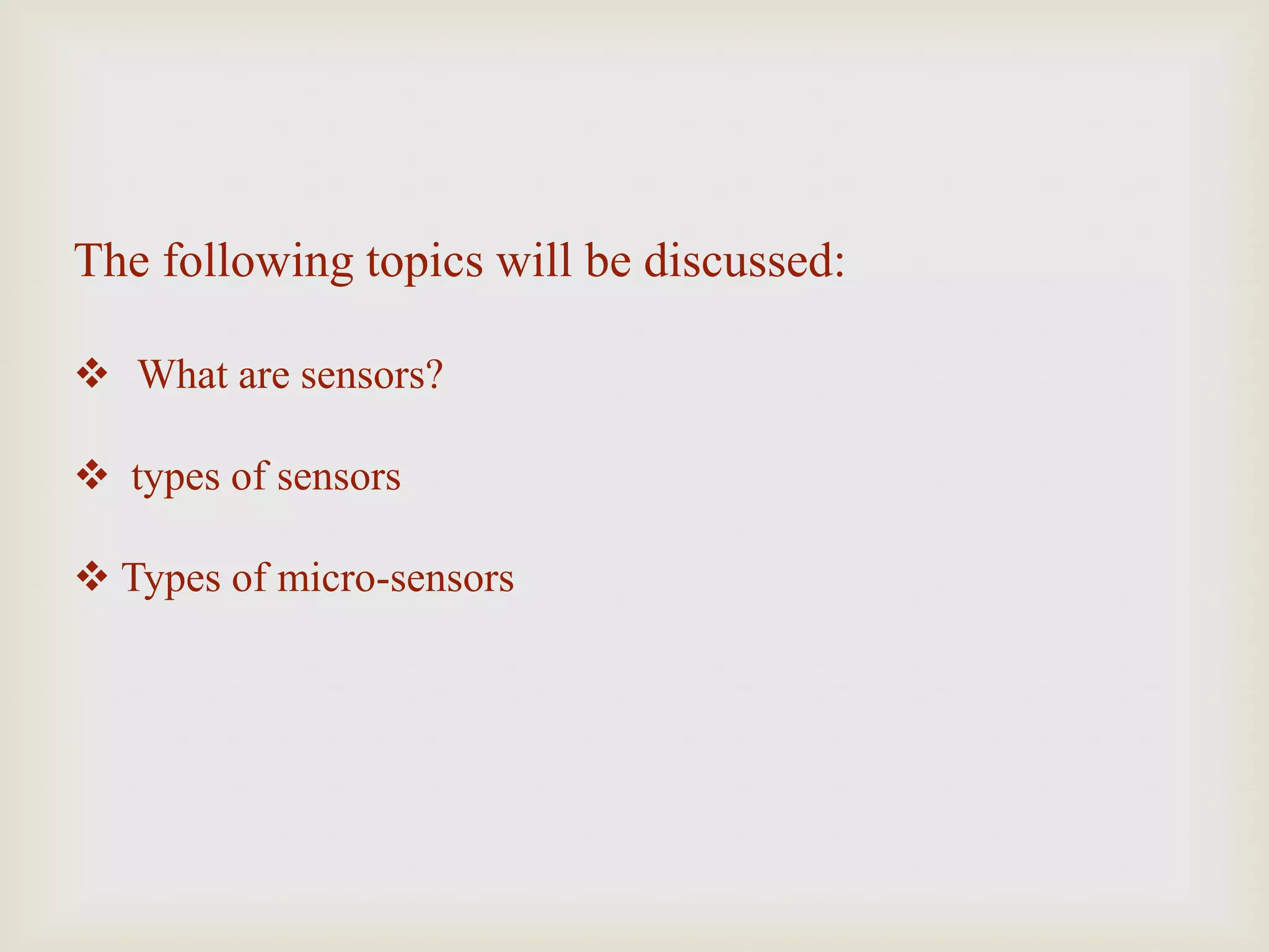 Introduction to sensors | PPTX | Physics | Science