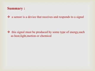Introduction to sensors | PPTX | Physics | Science