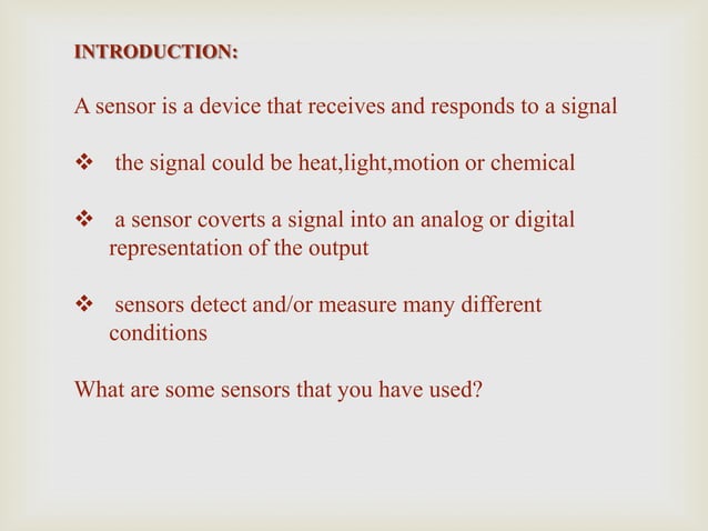 Introduction to sensors | PPTX | Physics | Science