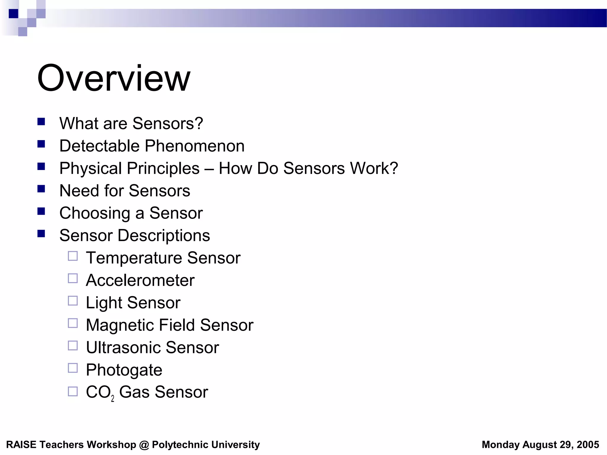 Introduction to Sensors | PPT