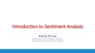 Introduction to sentiment analysis | PDF