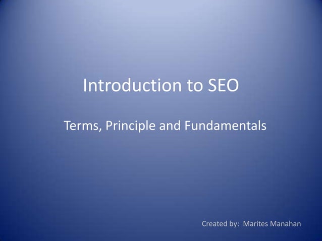 Introduction to SEO | PPT