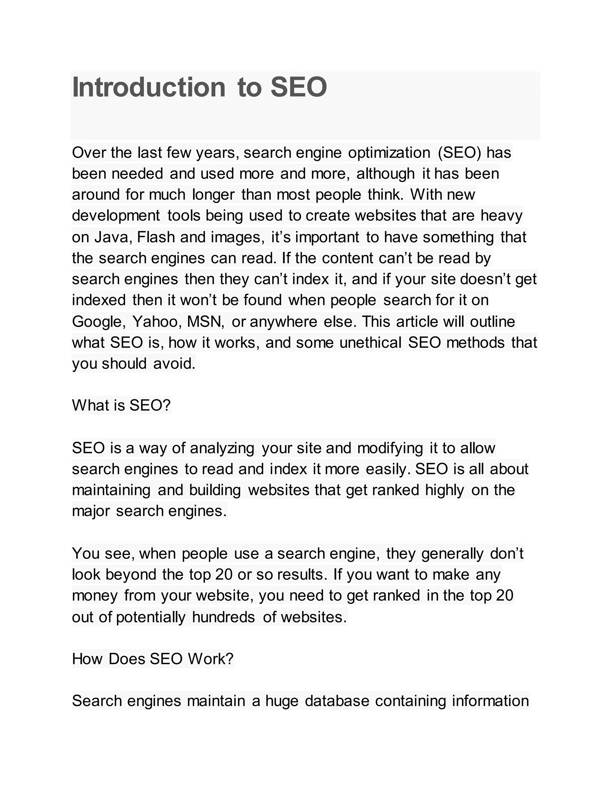 Introduction to seo | PDF