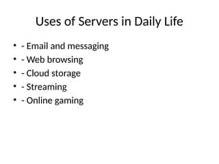 Introduction to servers and types of serrvers | PPTX