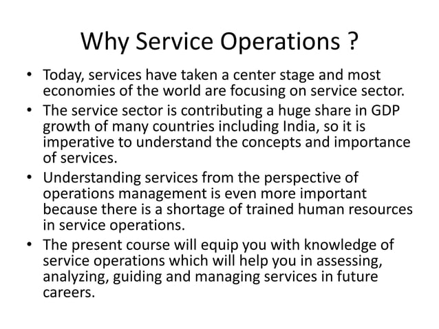 Introduction to service operations management | PPTX | Information ...