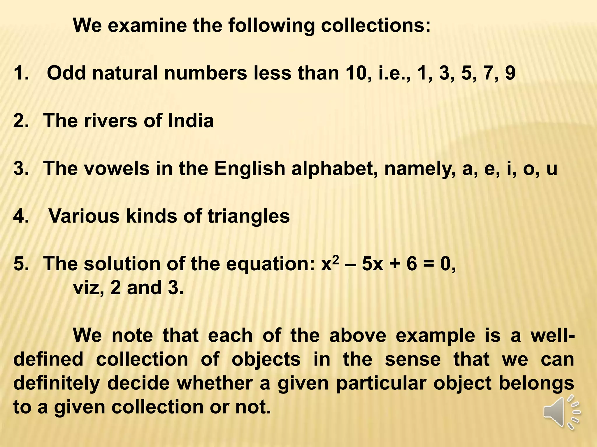 Introduction to sets | PPSX