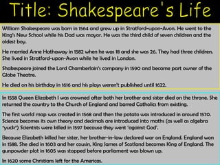 Introduction to shakespeare (1) | PPT
