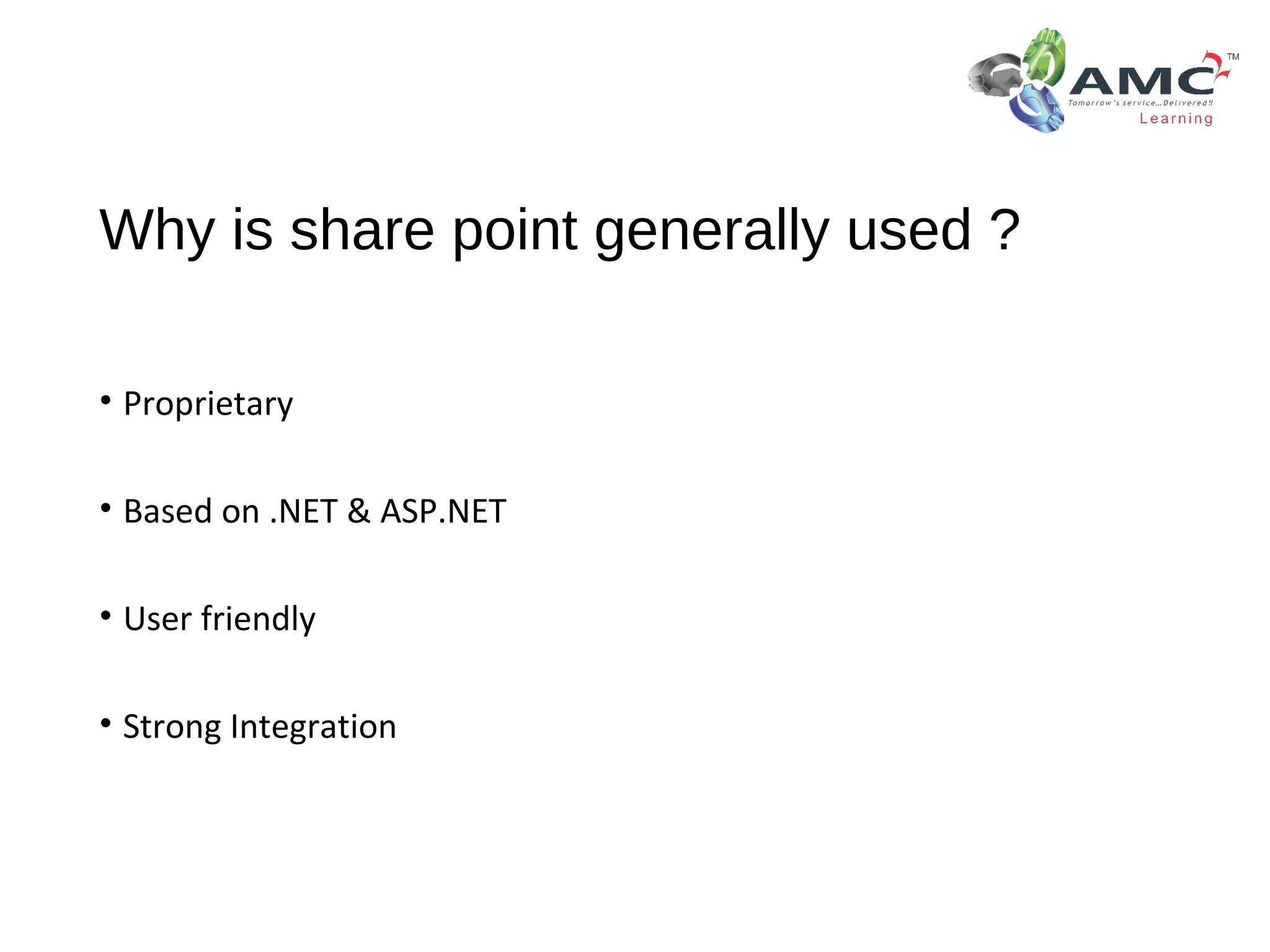 learn sharepoint at AMC Square learning | PPT