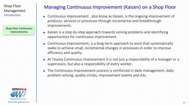 Introduction to Shop Floor management - Janaury 2017 | PPTX