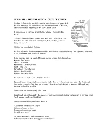 Introduction To Sikhism (By Dr Zakir Naik) | PDF