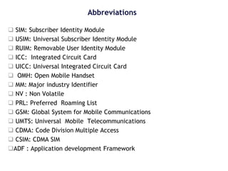 Introduction to SIM and USIM | PDF | Technology & Computing