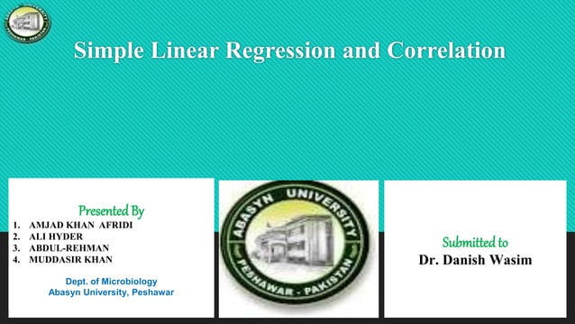 Introduction to simple linear regression and correlation in spss | PPT