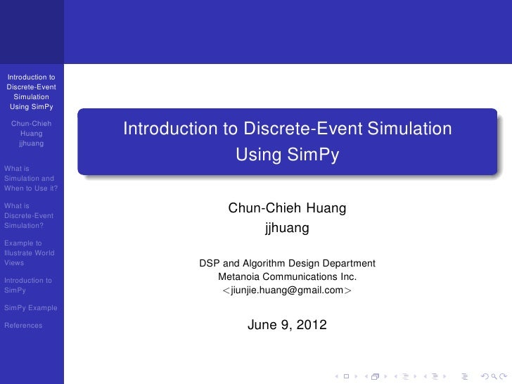 Introduction To Discrete Event Simulation Using Simpy