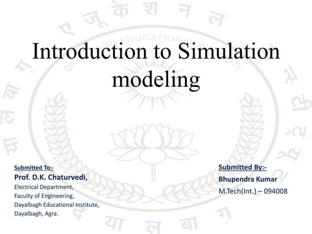Introduction to simulation modeling | PPTX