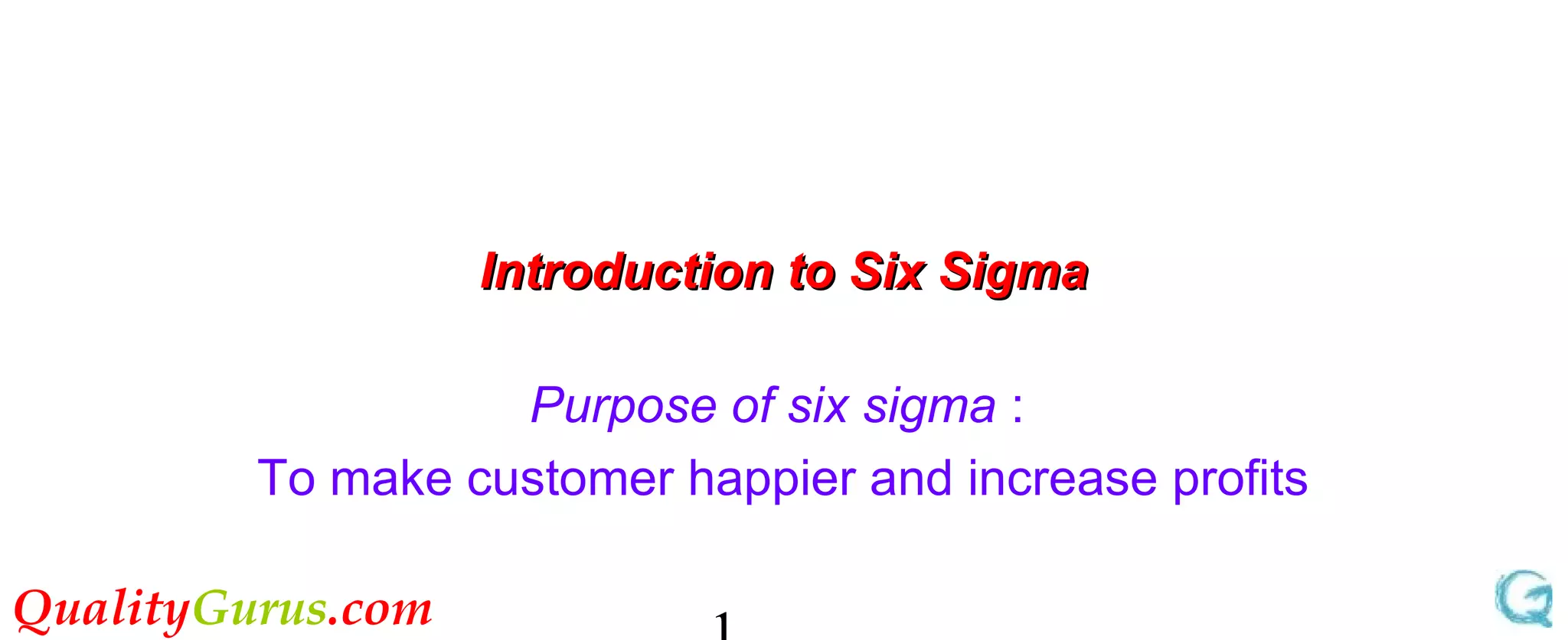 Introduction To Six Sigma | PPT