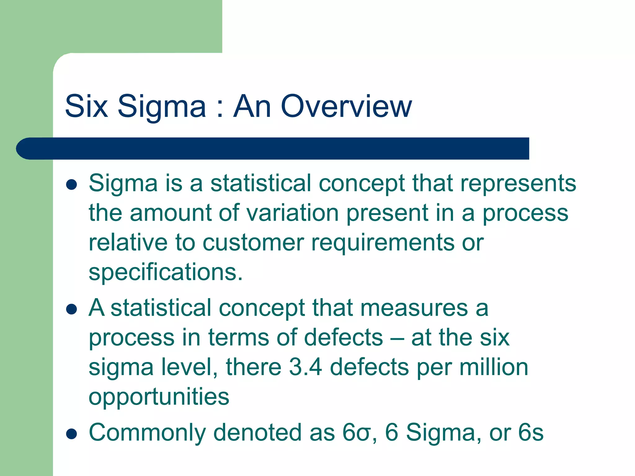 Introduction to six sigma | PPTX | Mechanical and Industrial ...