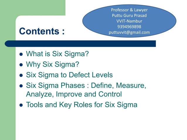 Introduction to six sigma | PPTX | Mechanical and Industrial ...
