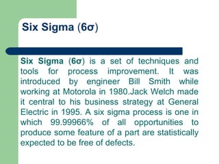 Introduction to six sigma | PPTX | Mechanical and Industrial ...