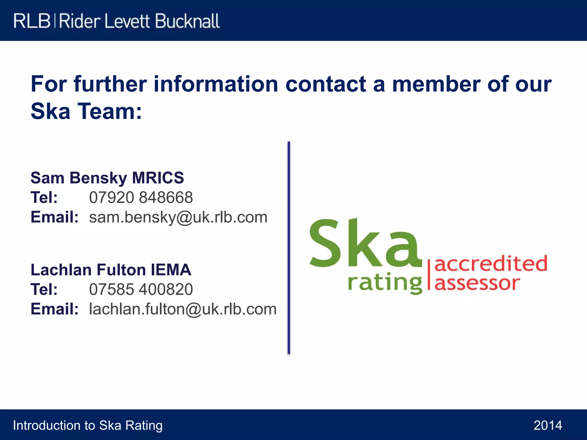 Introduction to ska ratings for offices | PPT
