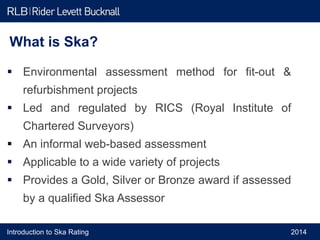 Introduction to ska ratings for offices | PPT