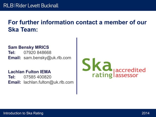 Introduction to ska ratings for offices | PPT