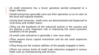 Introduction to small scale enterprises | PPTX