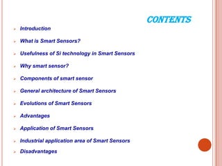Introduction to smart sensors & its’ application | PPTX