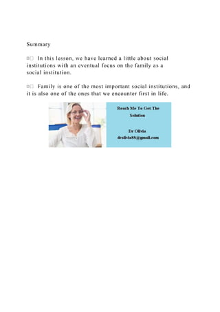 Introduction to Sociology Lesson 11 Family as a Social Ins.docx