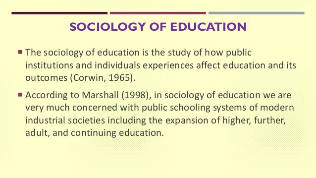Introduction to sociology of education