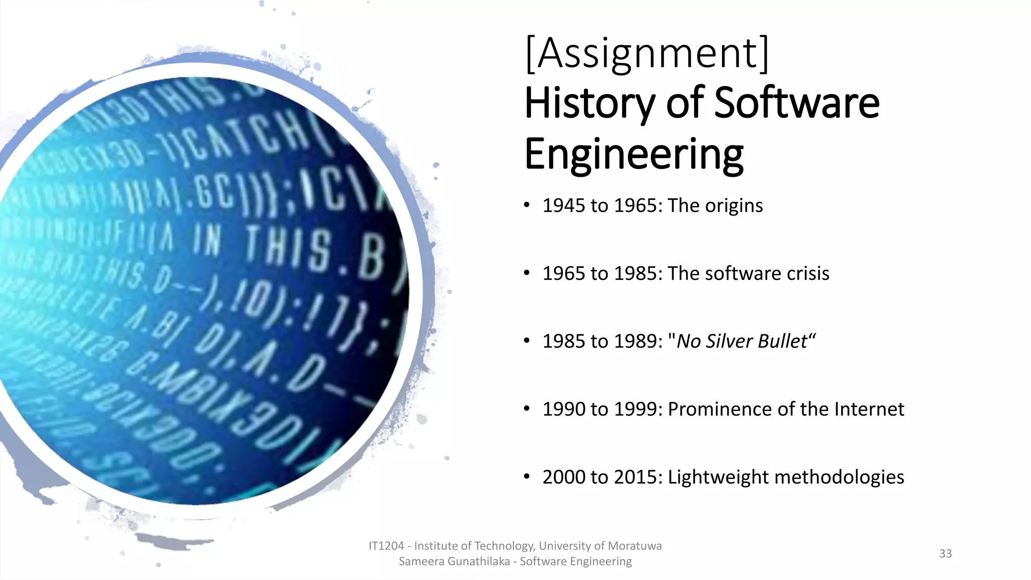 IT1204- Introduction to software engineering - L1 | PPTX