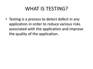 Introduction to software testing | PPTX