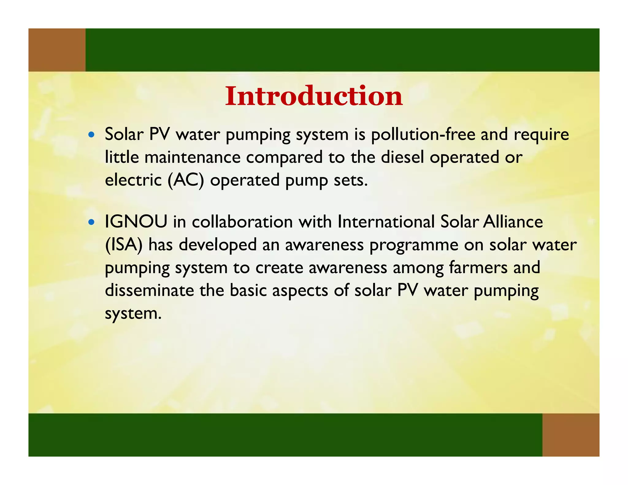 Introduction to solar water pumping | PDF